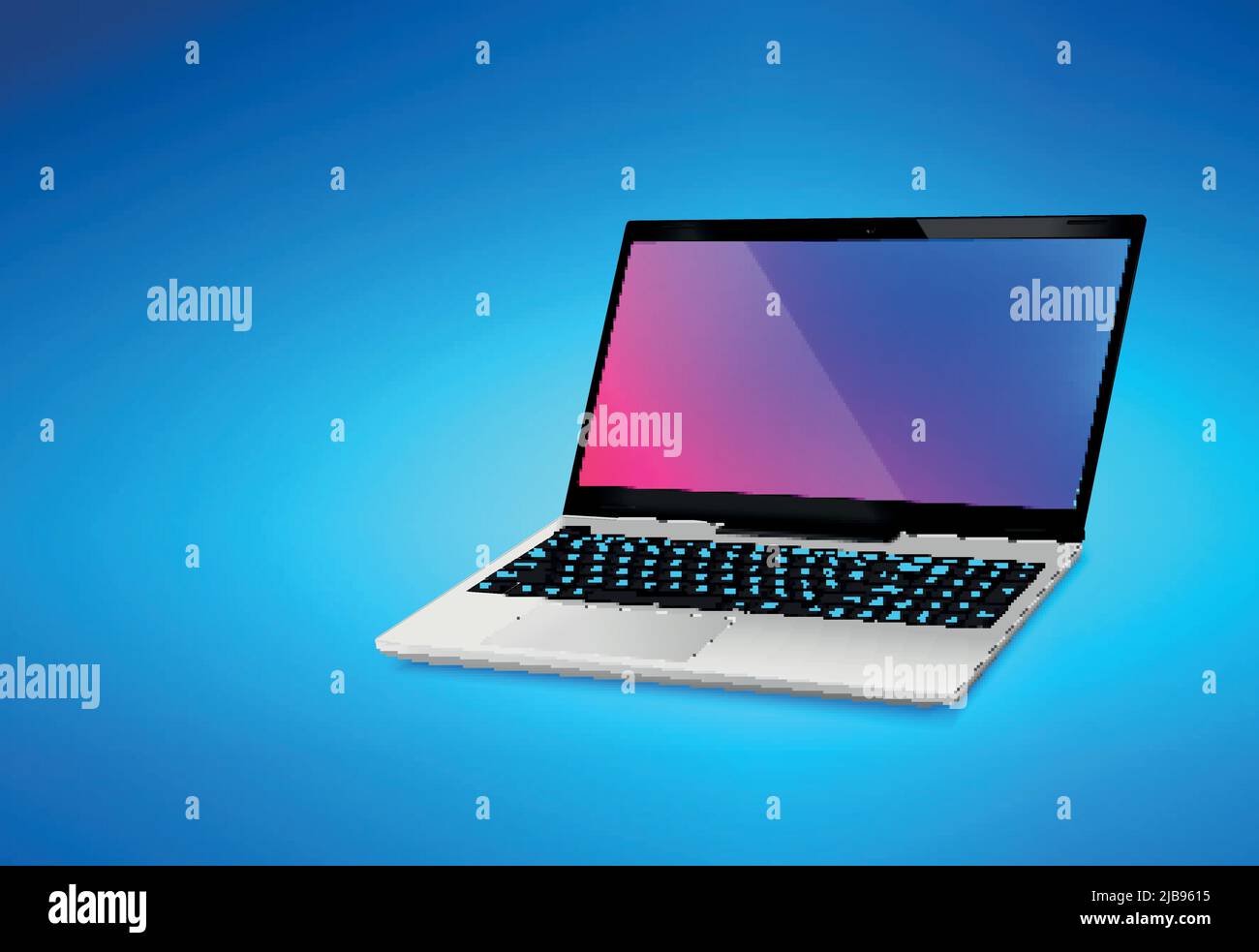 Realistic design concept advertising modern laptop mockup with glossy ...