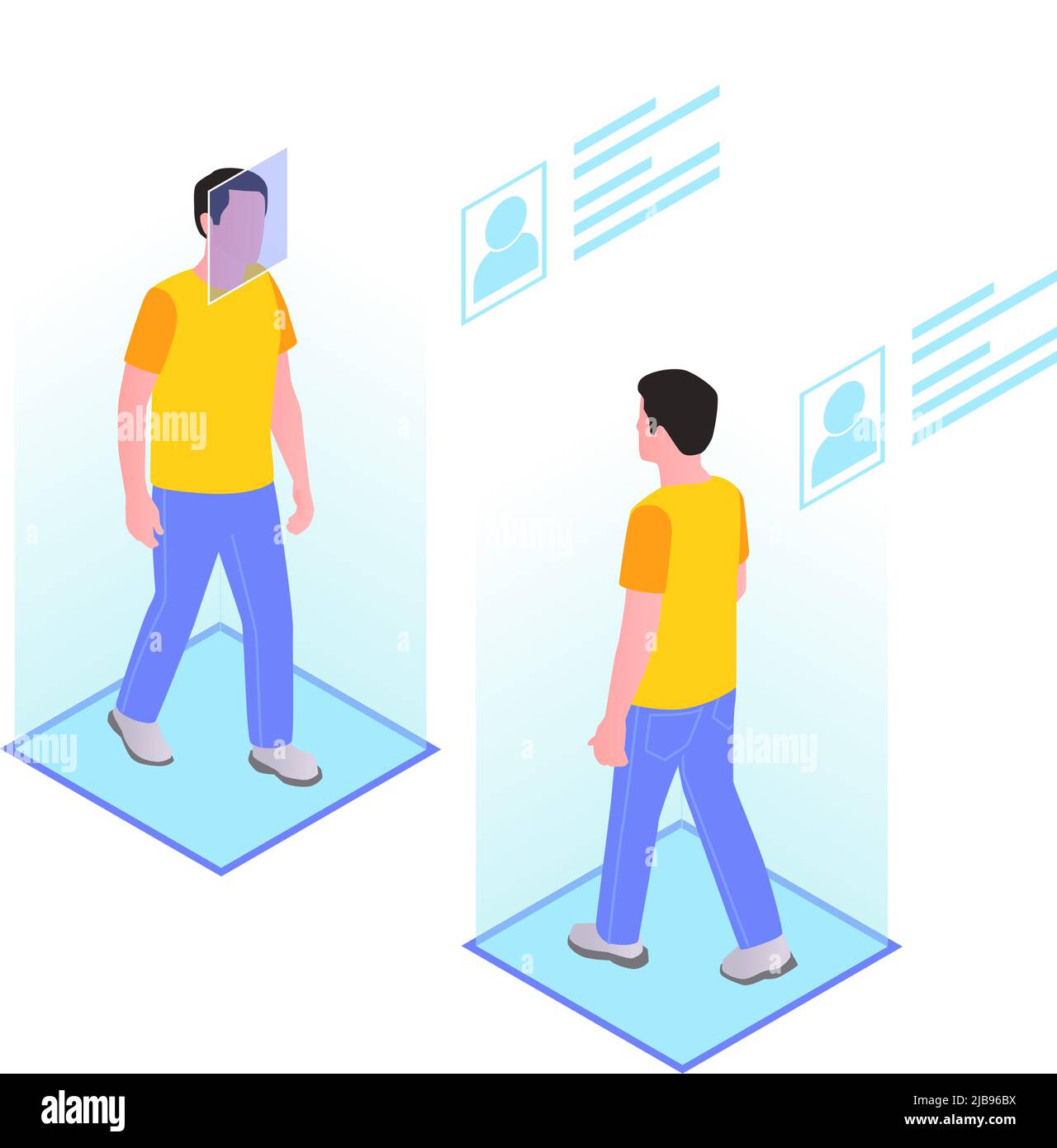 Smart city technologies isometric composition with walking men and ...