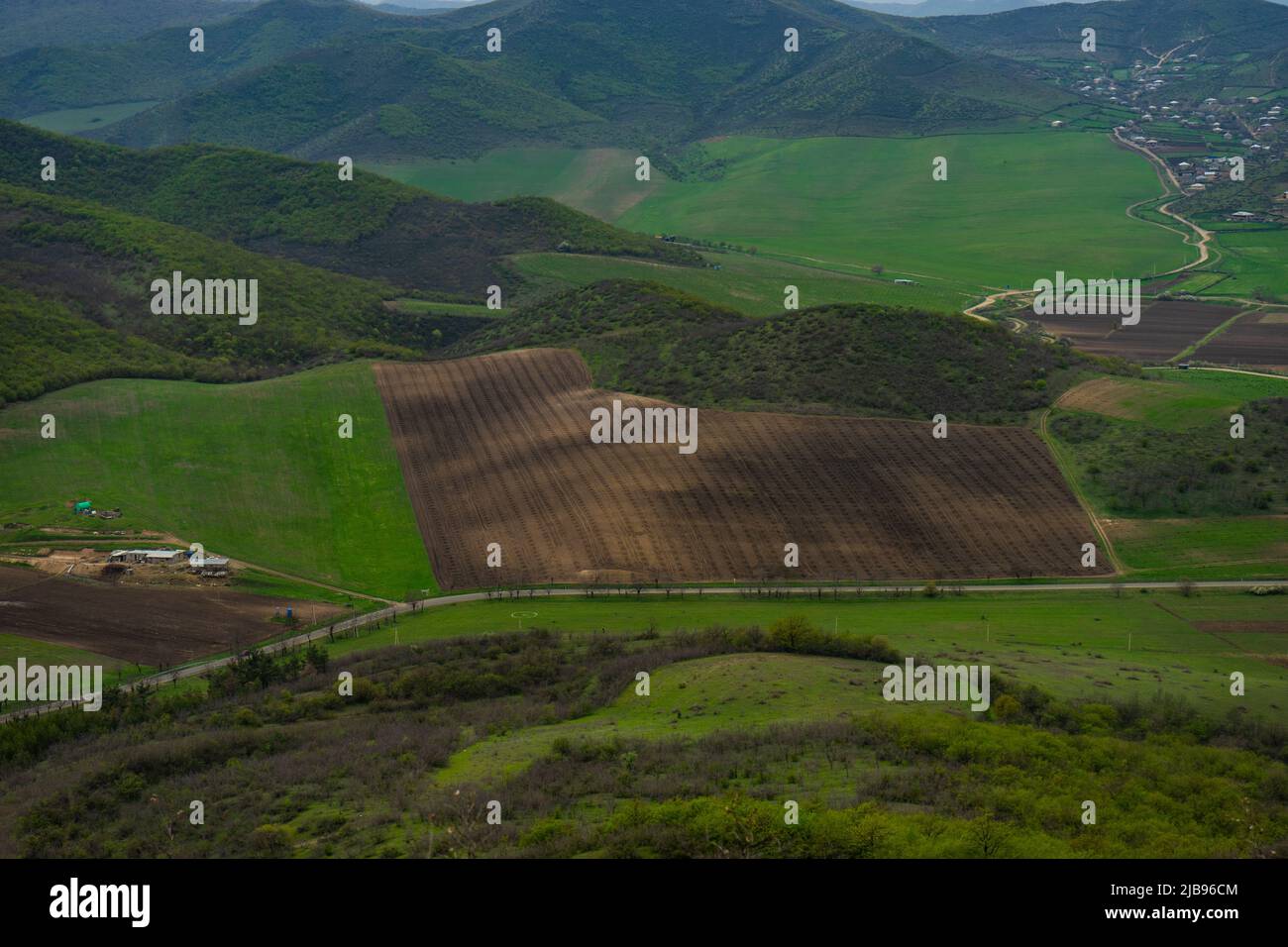 Famous mountain landscape of Shida Kartli, Georgia, in surrounding of ...