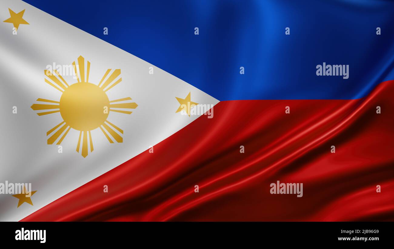 Philippines flag full screen background, silk farbric, close up waving ...