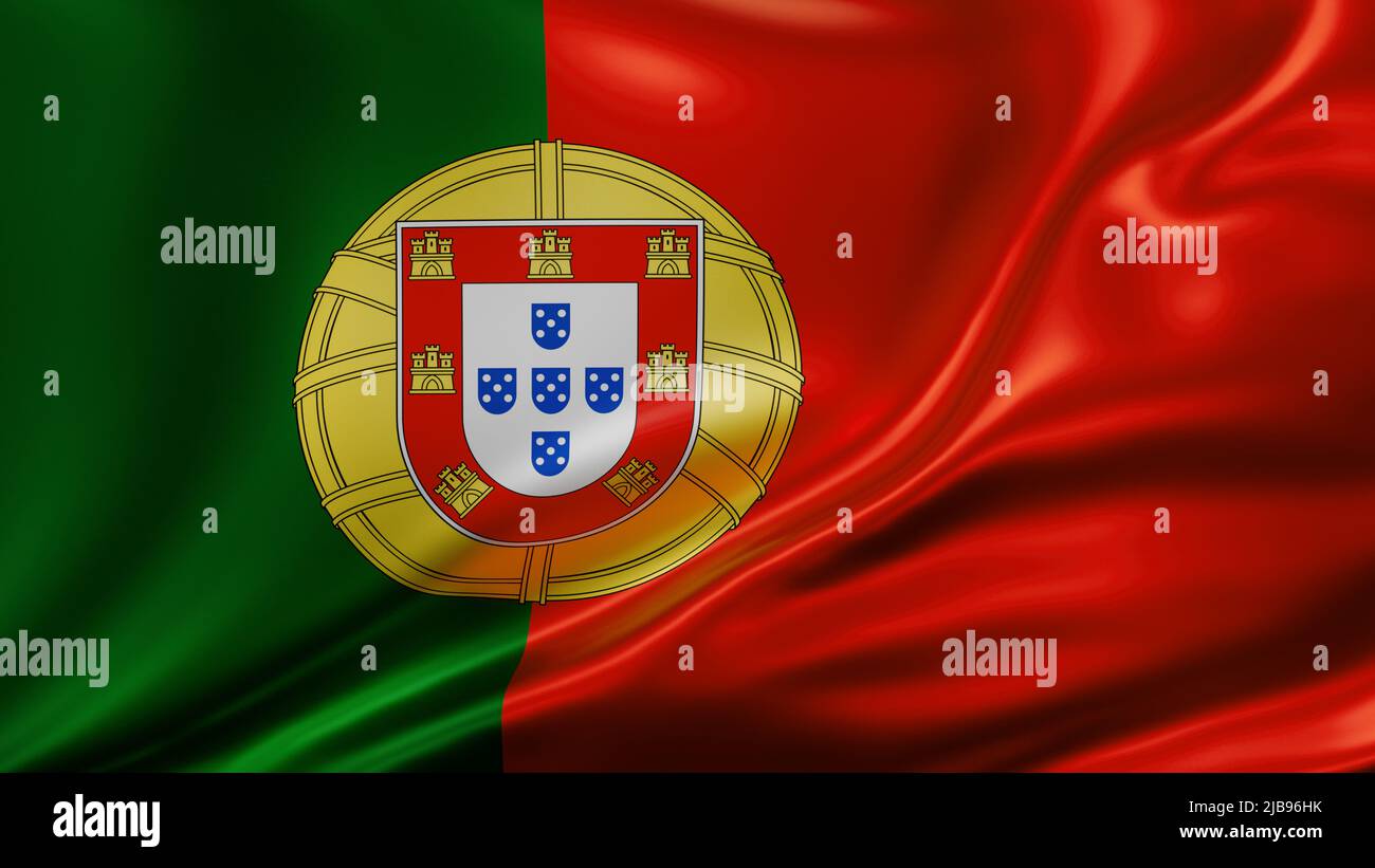 Portugal flag full screen background, silk farbric, close up waving in ...