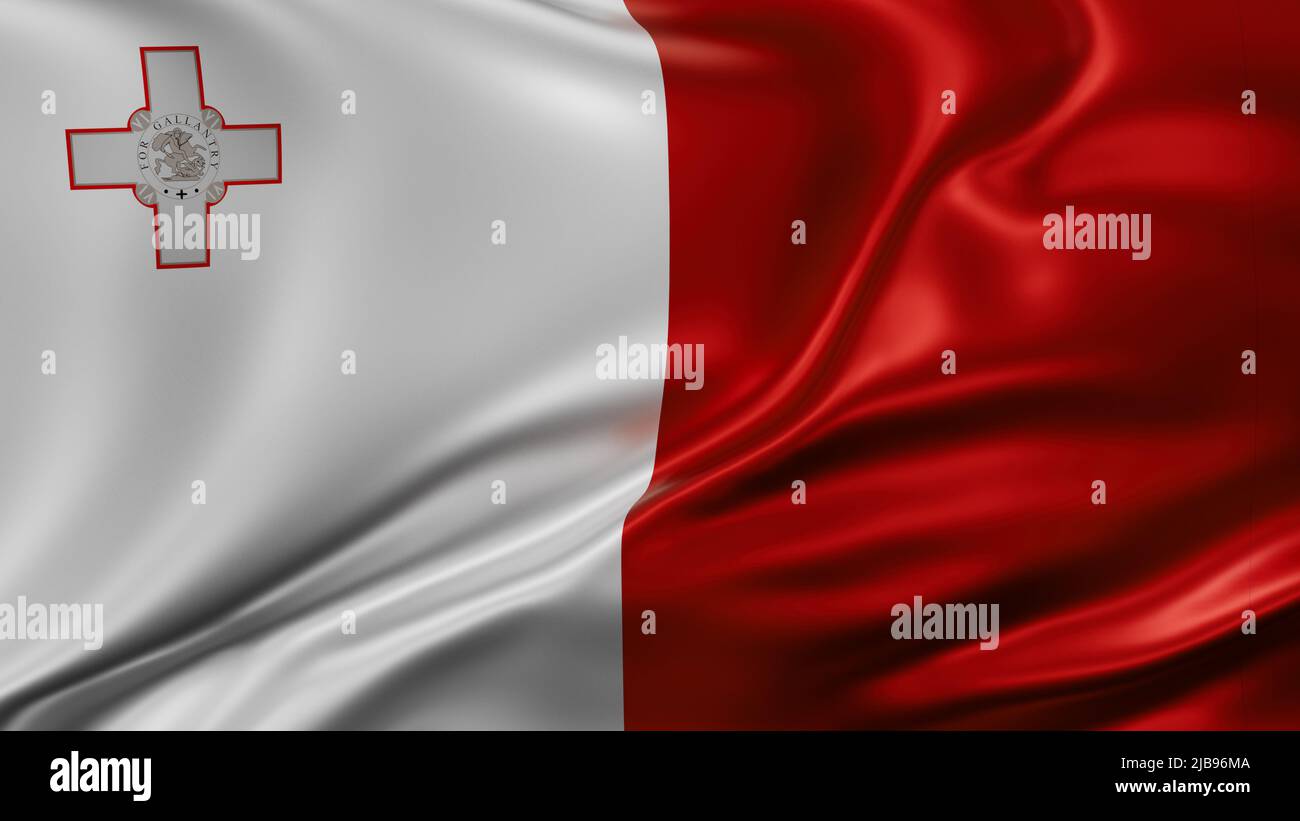 Malta flag full screen background, silk farbric, close up waving in the ...