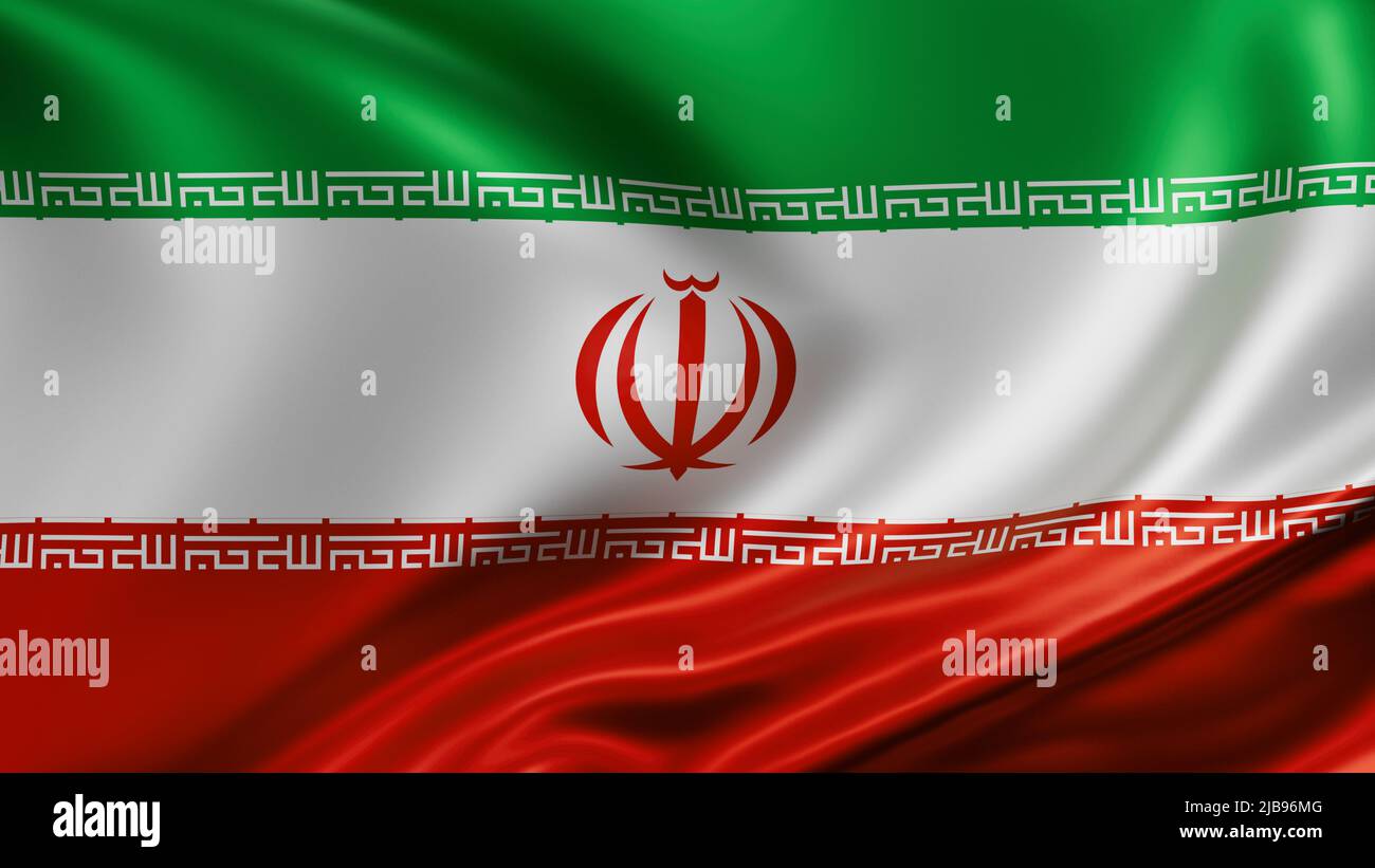 Iran flag full screen background, silk farbric, close up waving in the ...