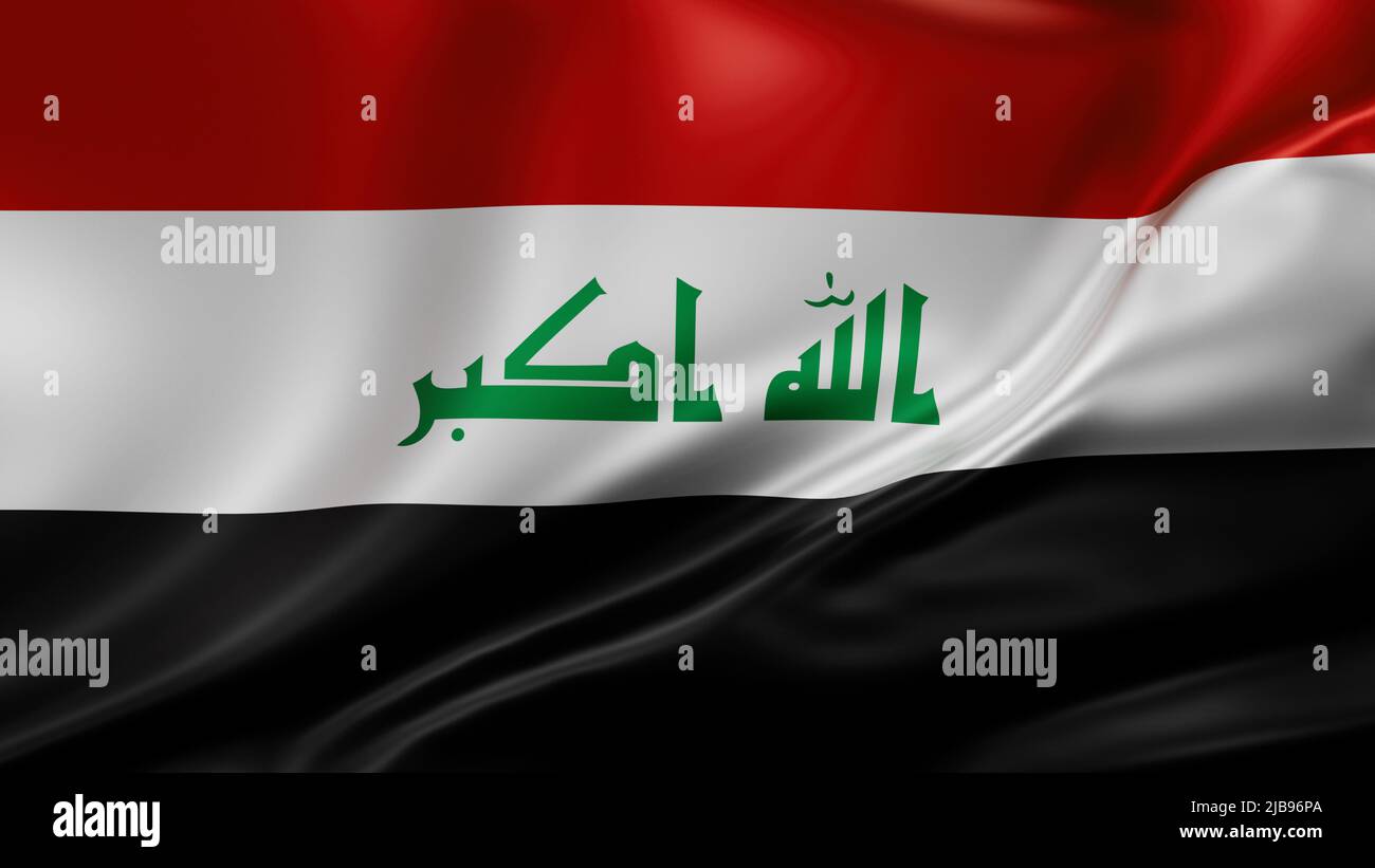 Iraq flag full screen background, silk farbric, close up waving in the ...