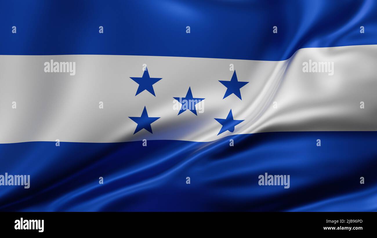 Honduras national flag full screen background, silk farbric, close up ...