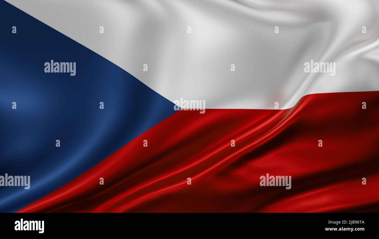 Czech Republic national flag full screen background, silk farbric ...
