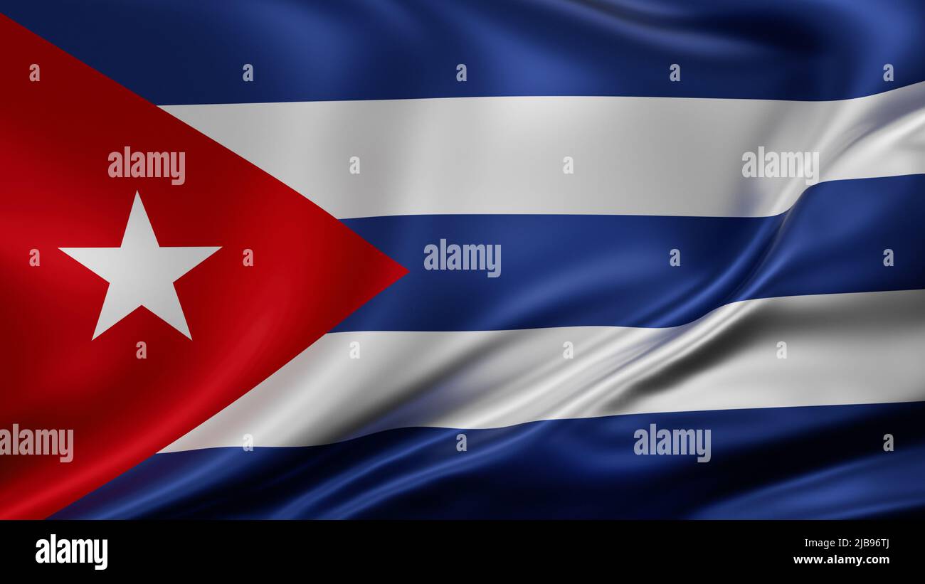 Cuba national flag full screen background, silk farbric, close up ...