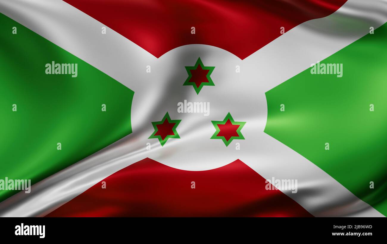 Burundi national flag full screen background, silk farbric, close up ...
