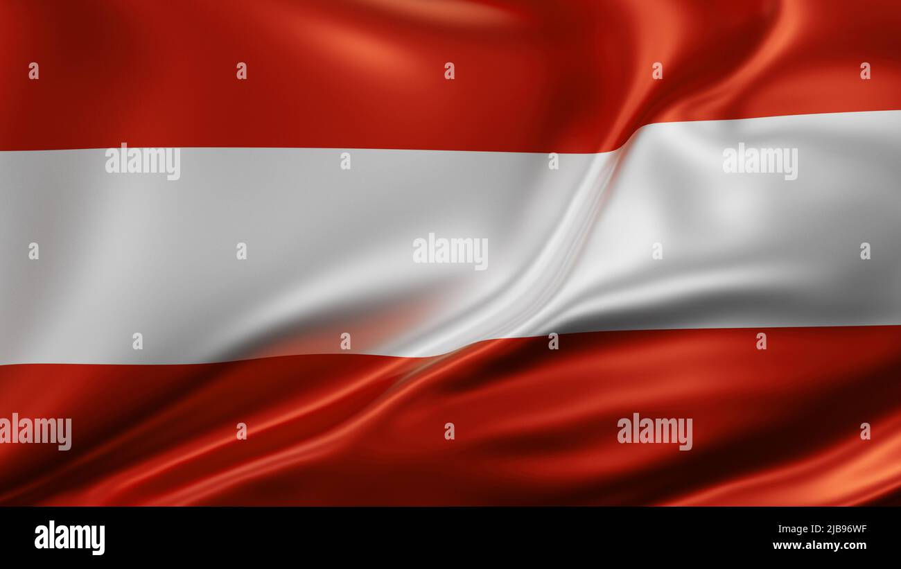 Austria national flag full screen background, silk farbric, close up ...