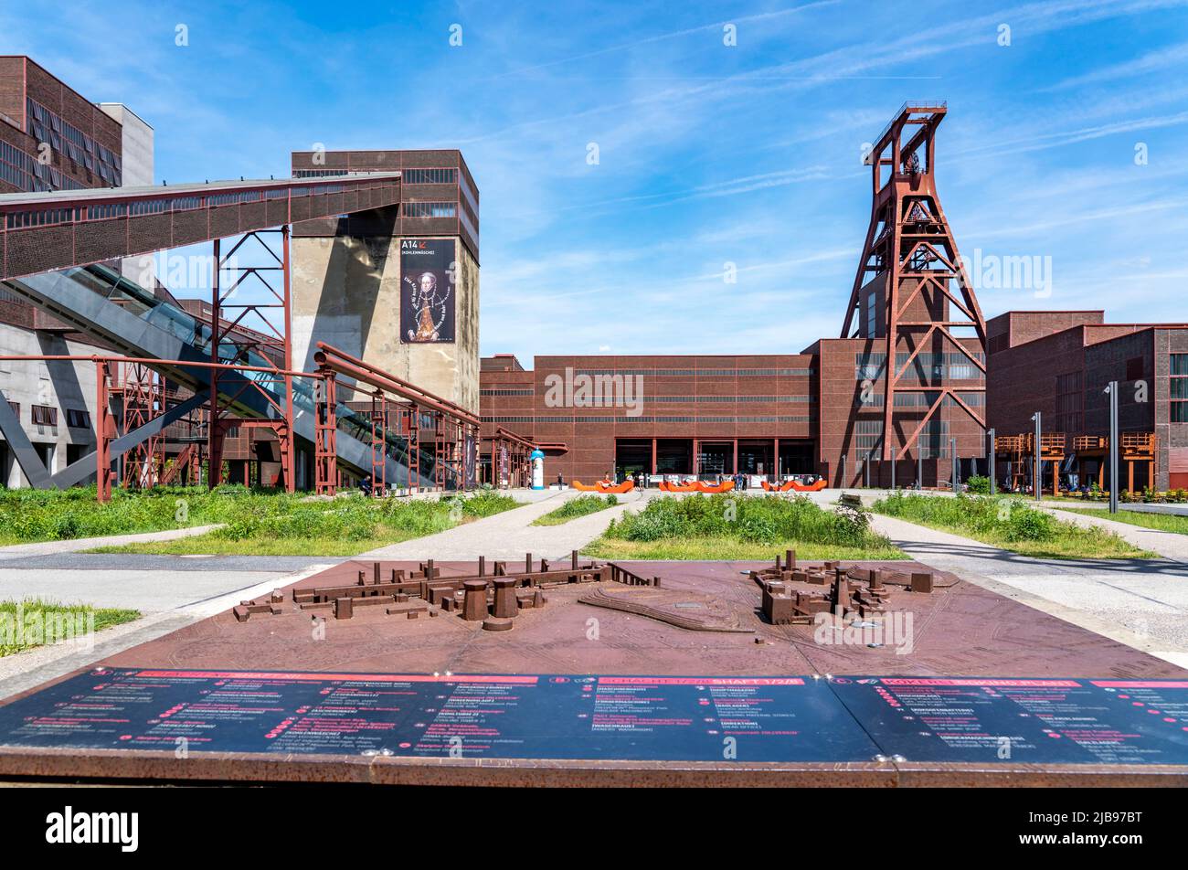 Zollverein World Heritage Site, double trestle winding tower of shaft ...