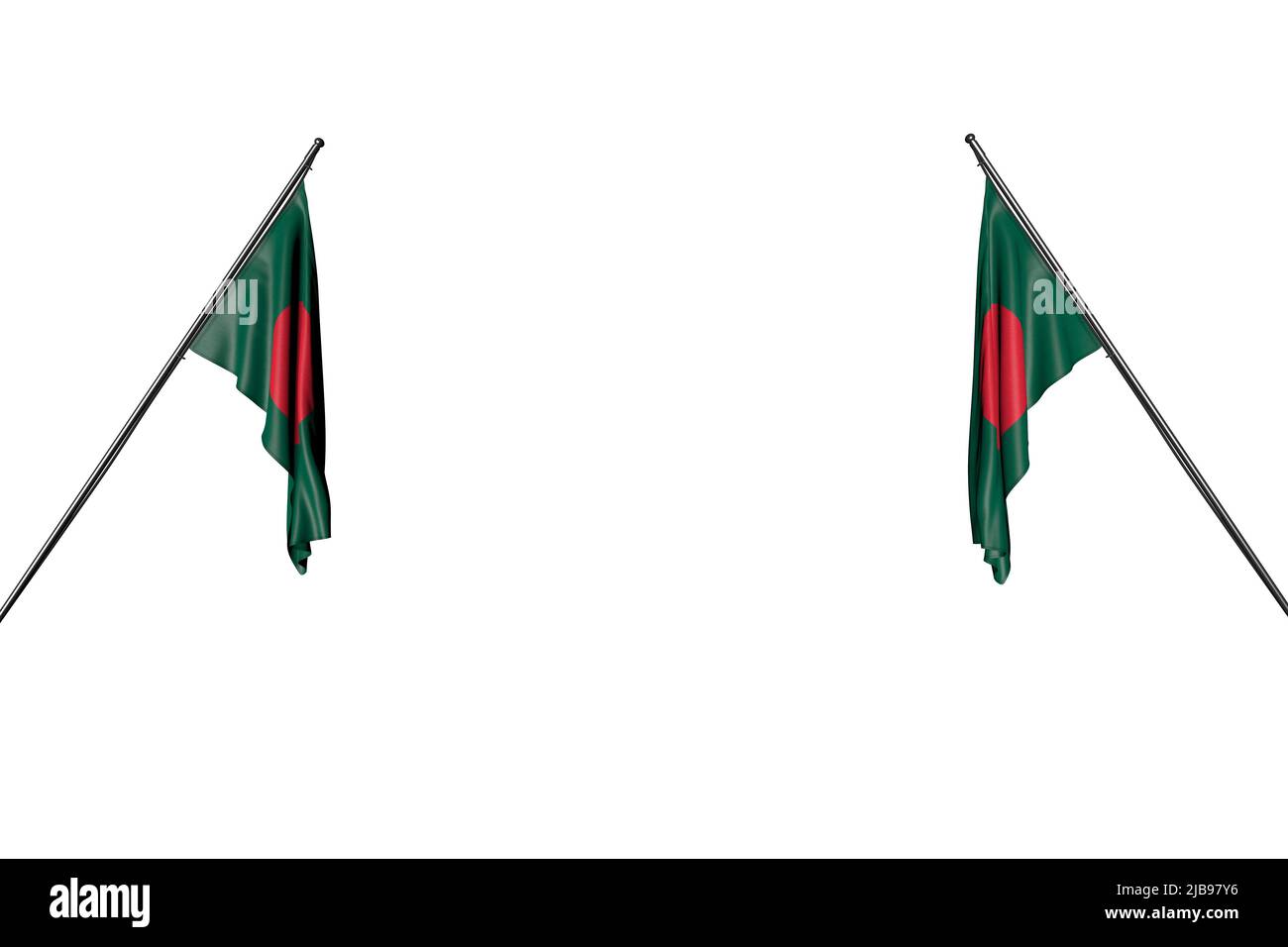 nice labor day flag 3d illustration - two Bangladesh flags hanging on ...