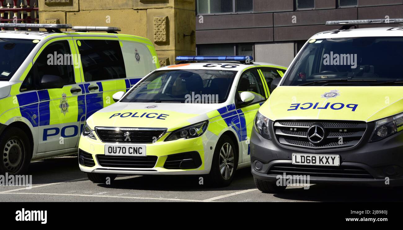British Transport Police cars or vehicles parked in central Manchester ...