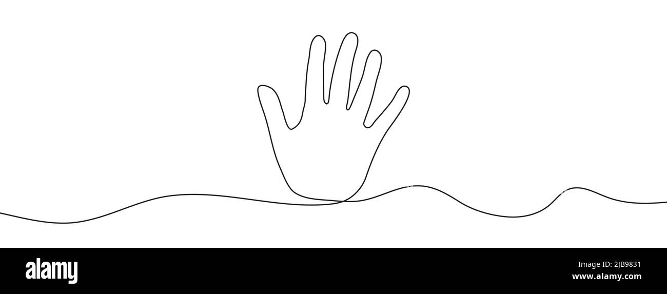 Continuous line drawing of hand. Hand linear icon. One line drawing ...