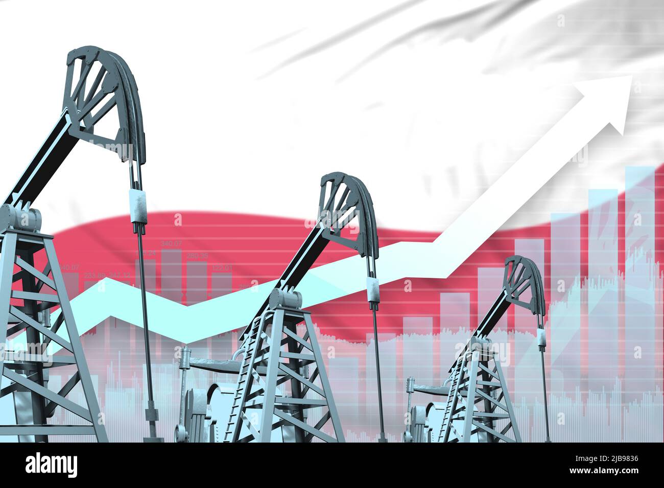 Poland oil industry concept, industrial illustration - rising up chart ...