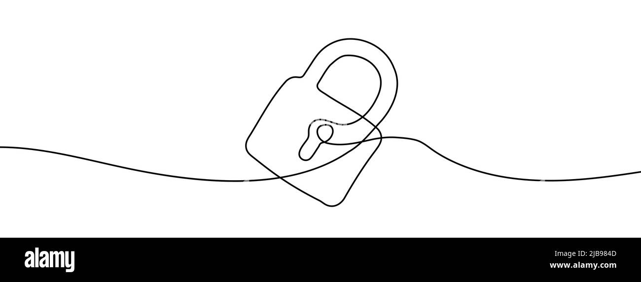 Continuous line drawing of padlock. Lock linear icon. One line drawing ...
