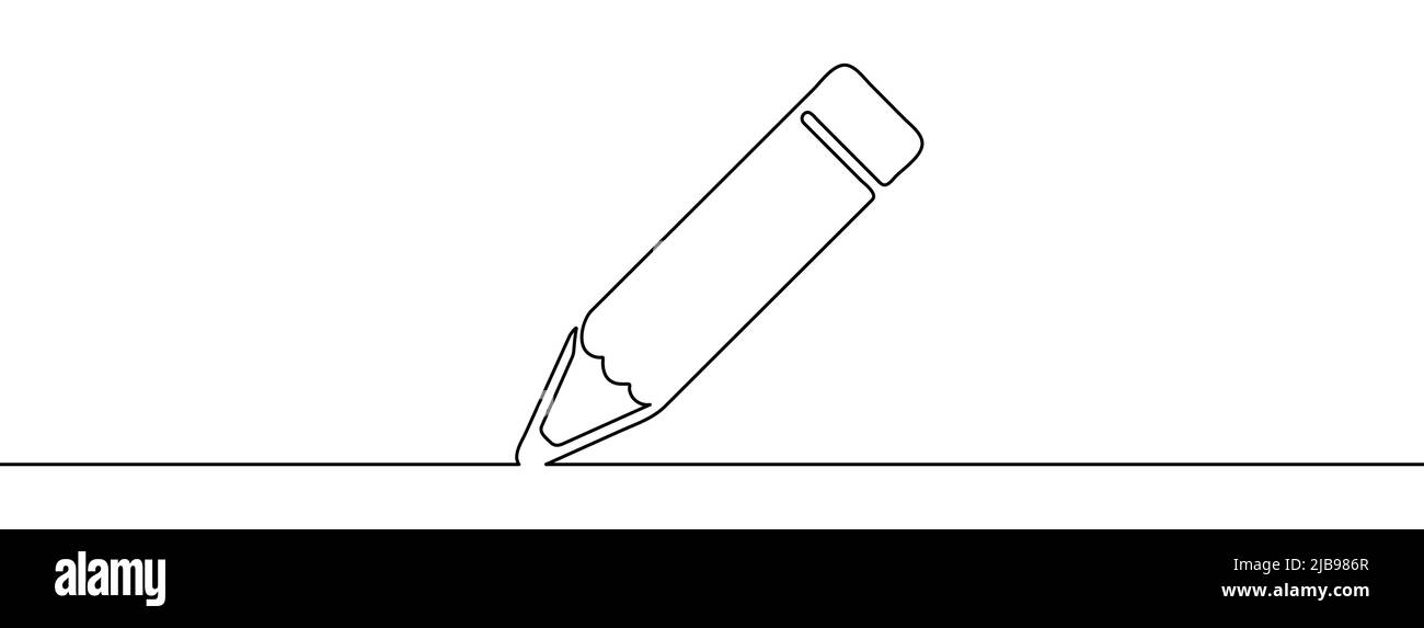 Continuous line drawing of pencil icon. Pencil linear icon. One line ...