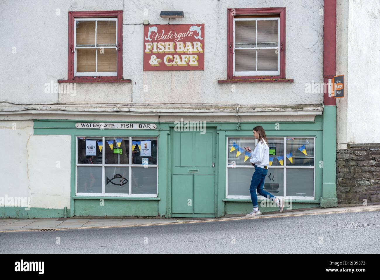 Brecon, May 14th 2022: A fish and chip shop in Brecon Stock Photo - Alamy
