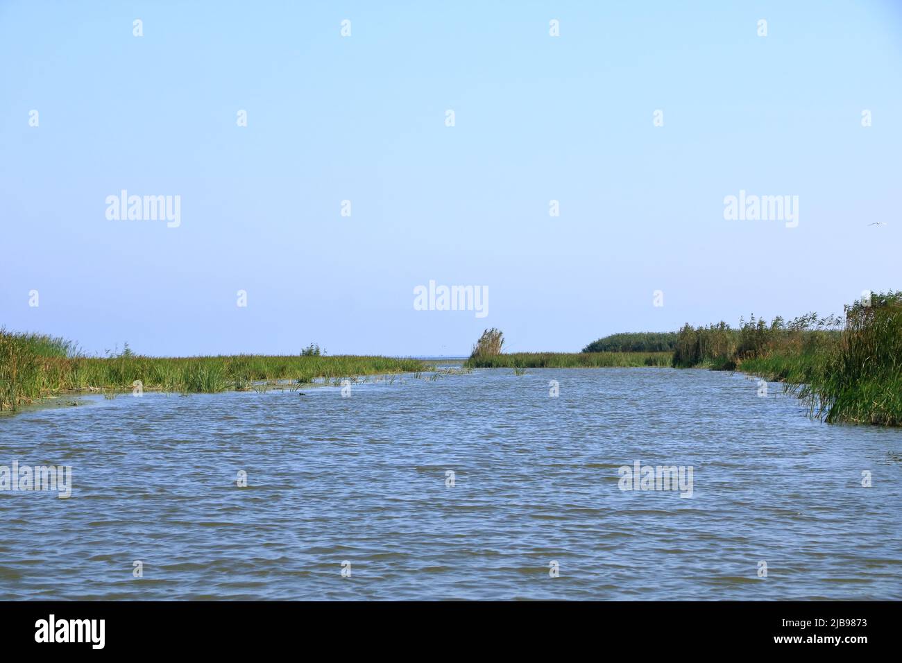 Landscape with the water channel between Danube Delta and Black Sea ...