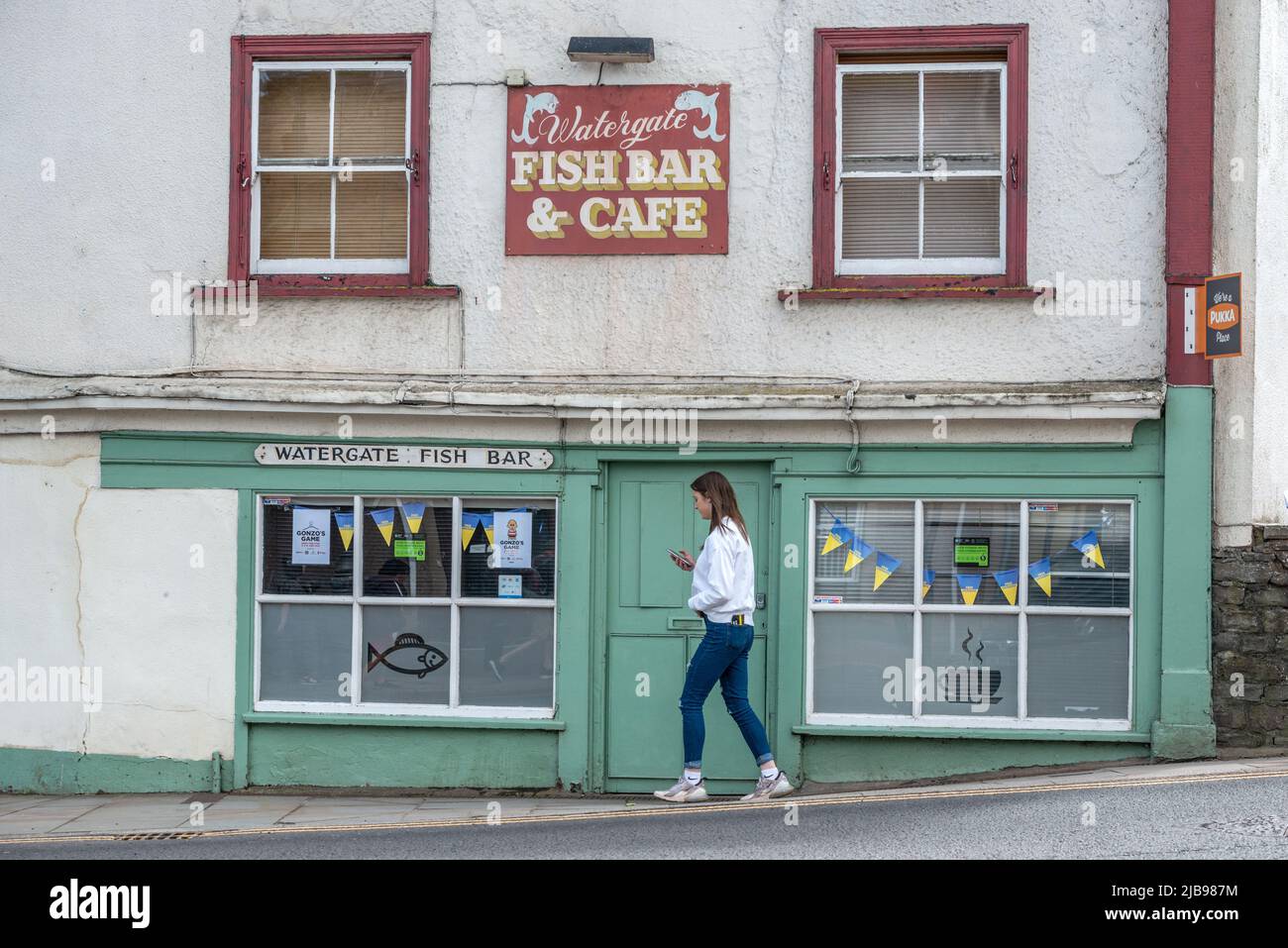 Brecon, May 14th 2022: A fish and chip shop in Brecon Stock Photo - Alamy