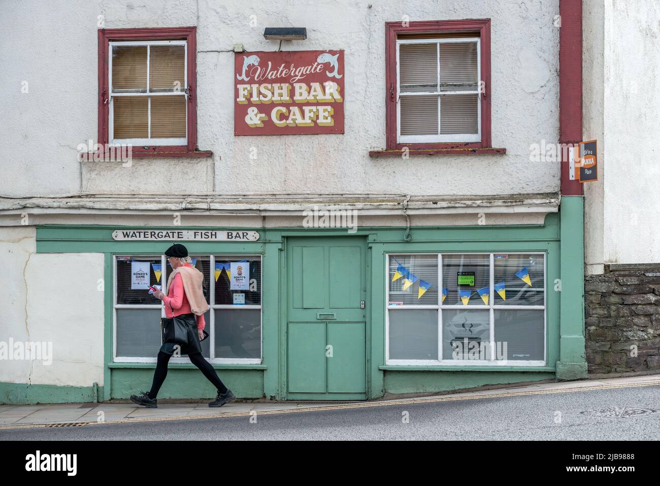 Brecon, May 14th 2022: A fish and chip shop in Brecon Stock Photo - Alamy
