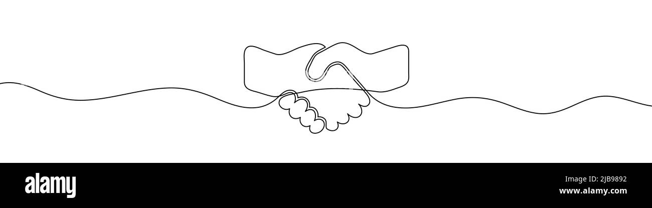 Continuous line drawing of handshake icon. Handshake linear icon. One ...
