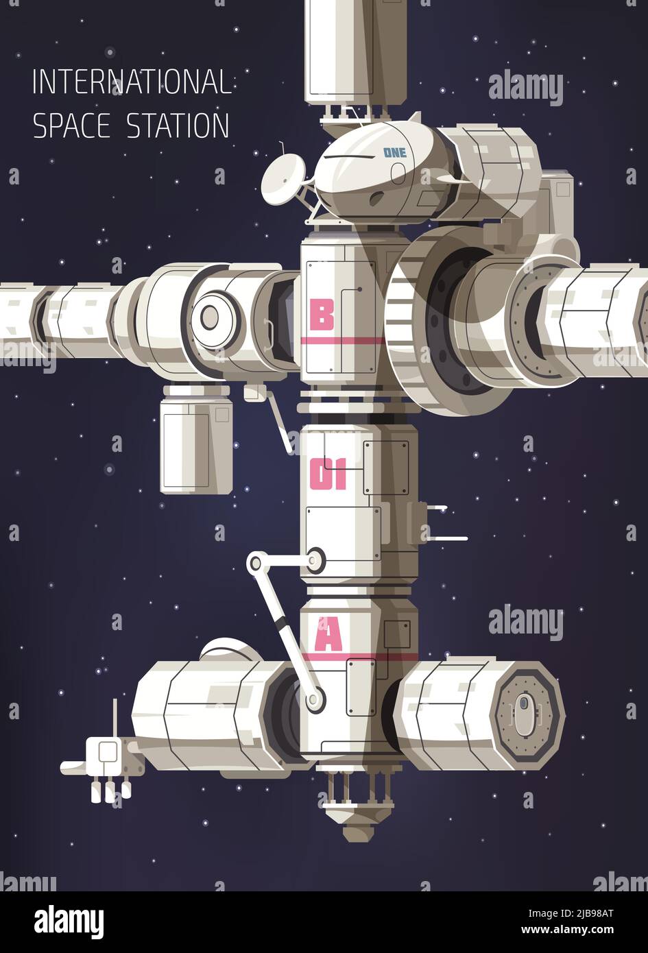 Space exploration background with international space station against ...