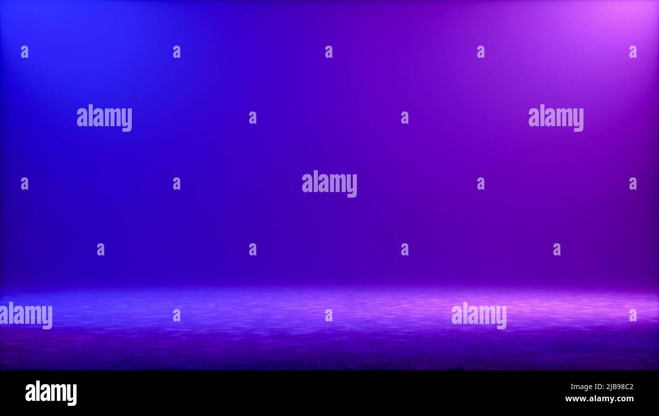 a studio background lit in blue and purple (3d rendering Stock Photo ...