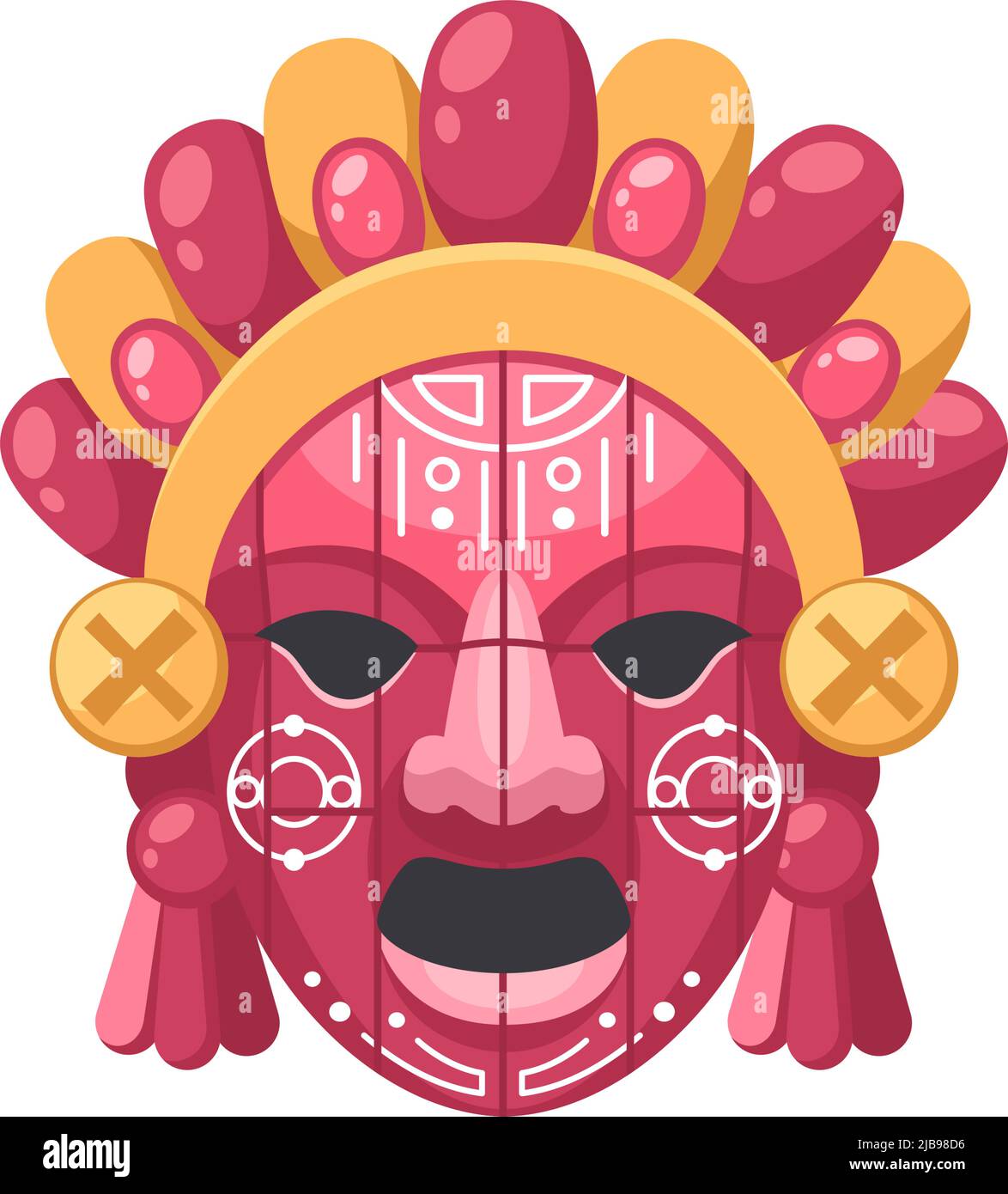 Maya civilization cartoon composition with isolated image of ancient ...