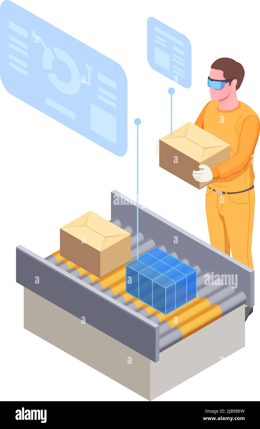 Smart industry isometric icon with innovative factory equipment ...