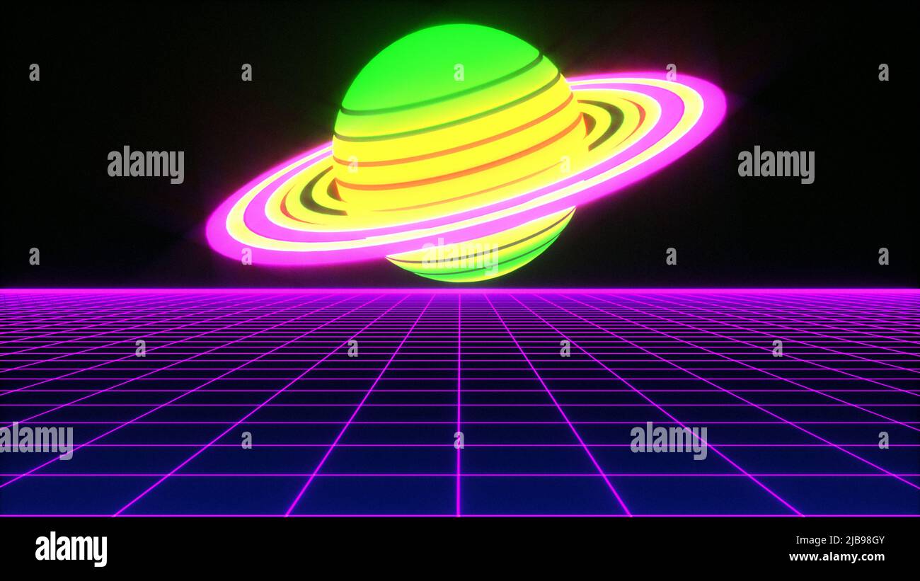 futuristic technology background 80s style (3d rendering Stock Photo ...