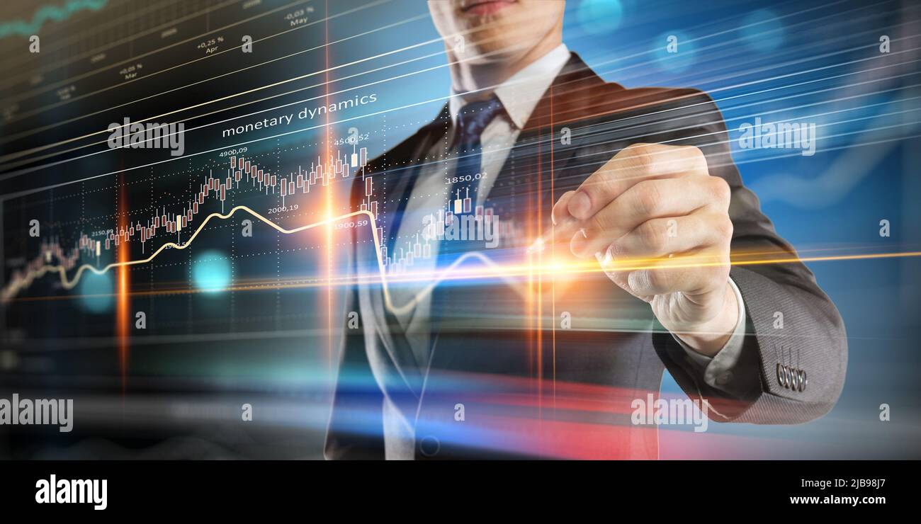 Business graph and trade monitor Stock Photo - Alamy