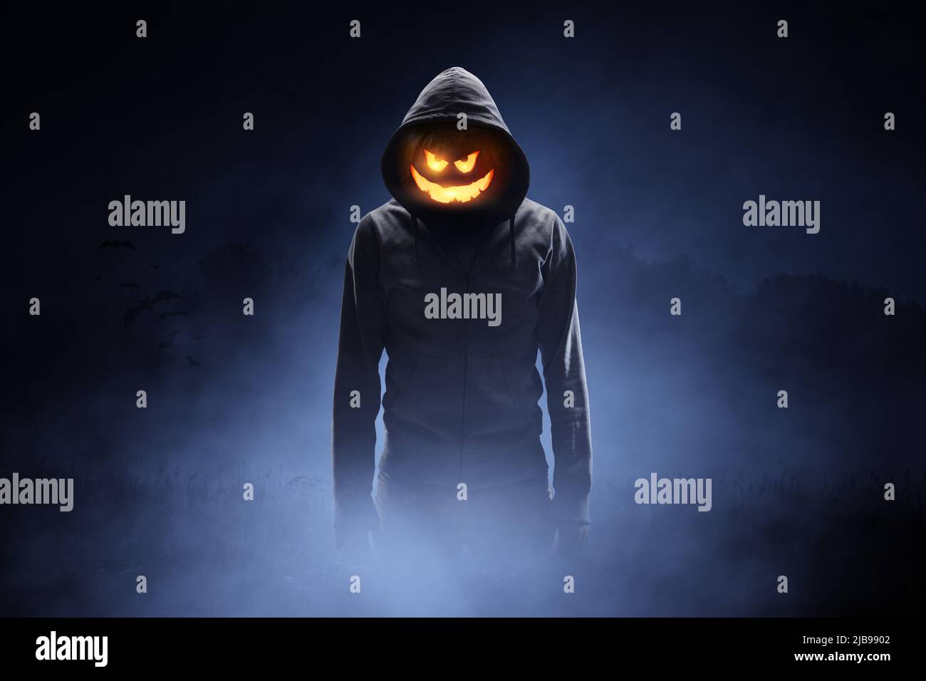 Scary and creepy male monster with gouged eyes looking like a skull ...