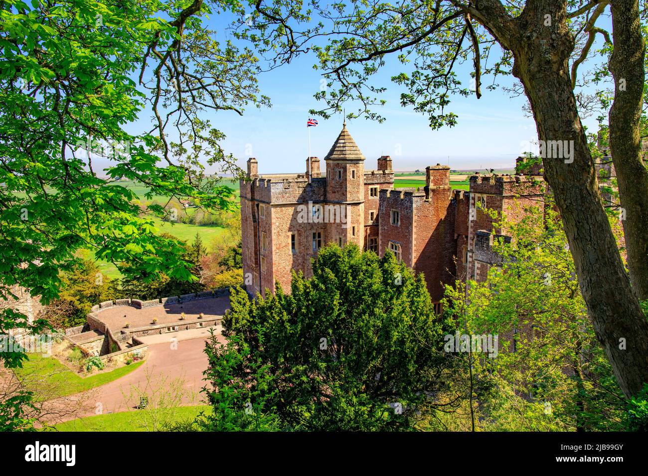 Dunster Castle with the Bristol Channel beyond, Somerset, England, UK ...