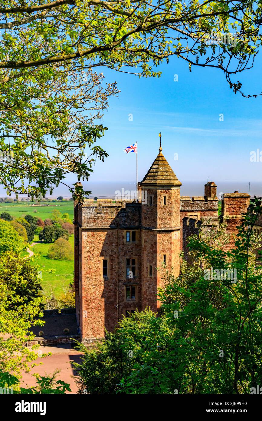 Dunster Castle with the Bristol Channel beyond, Somerset, England, UK ...