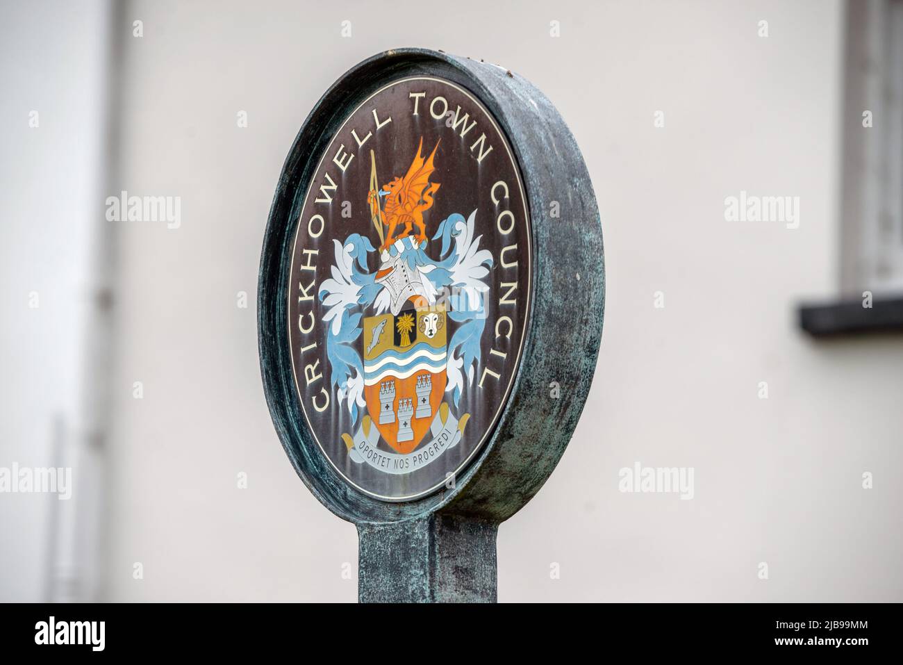 Brecon, May 15th 2022: Town signage in the centre of Crickhowell (Crug ...