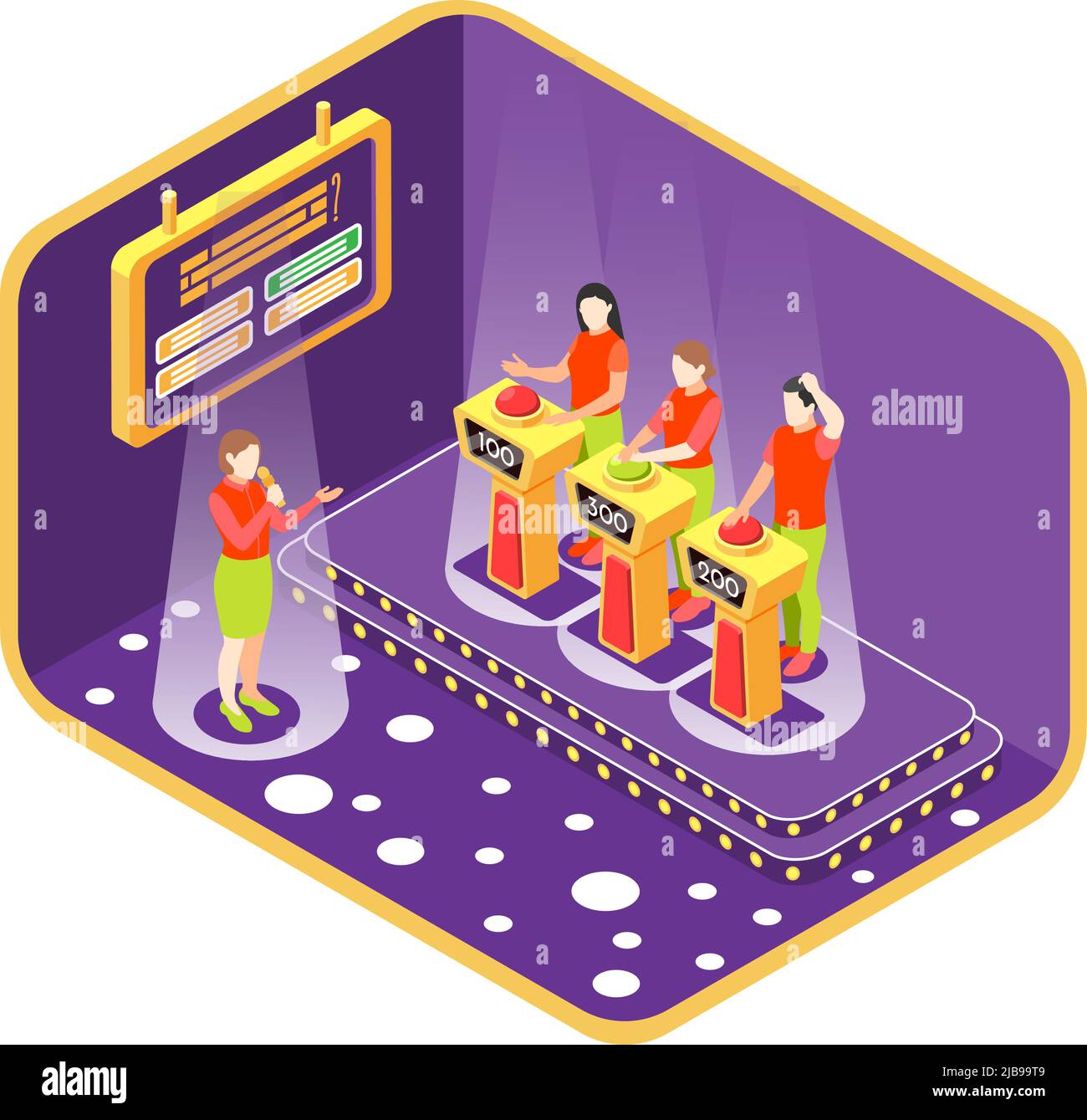 Quiz TV show concept with competition symbols isometric vector ...