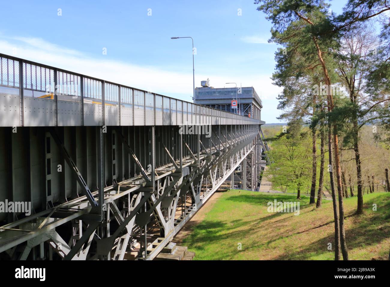 view of the old Niederfinow ship lift, Oder Havel Canal, Brandenburg in ...