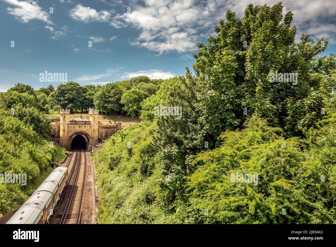 Brighton, June 3rd 2022: A train heading south on the London to ...