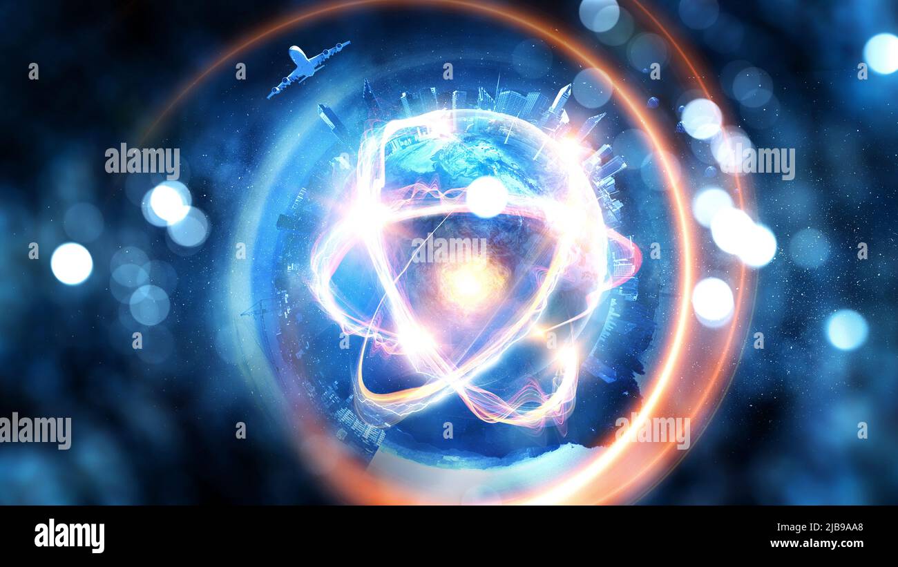 Nanotechnology, Molecule model image . Mixed media Stock Photo - Alamy