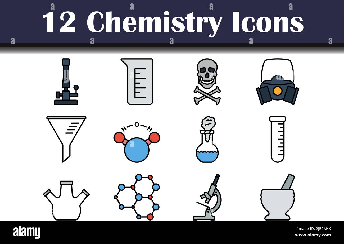 Chemistry Icon Set. Editable Bold Outline With Color Fill Design ...