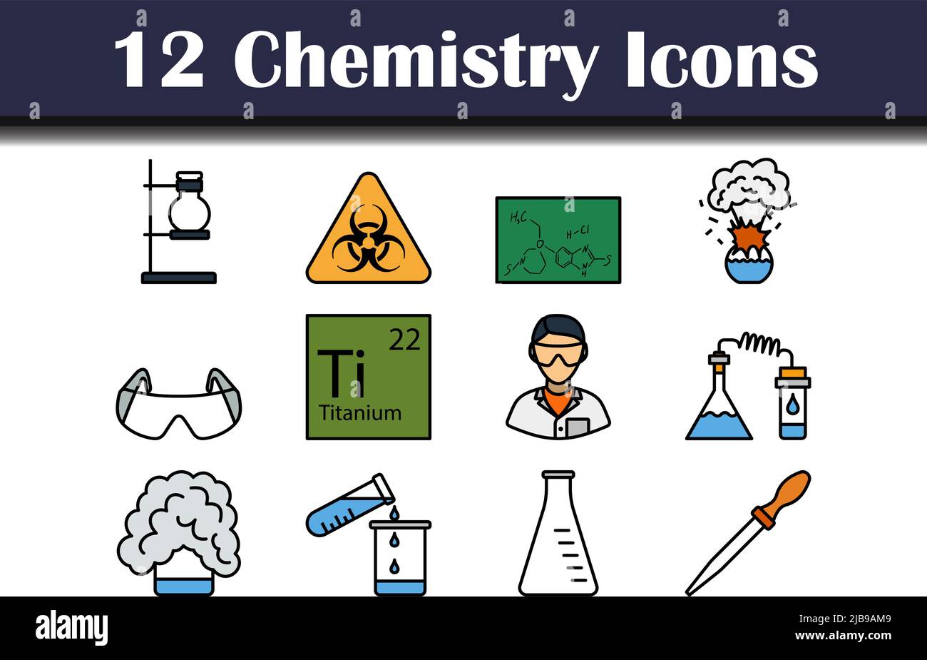 Chemistry Icon Set. Editable Bold Outline With Color Fill Design ...
