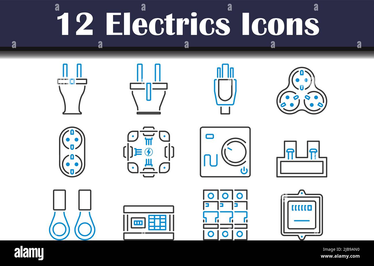 Electrics Icon Set. Editable Bold Outline With Color Fill Design ...