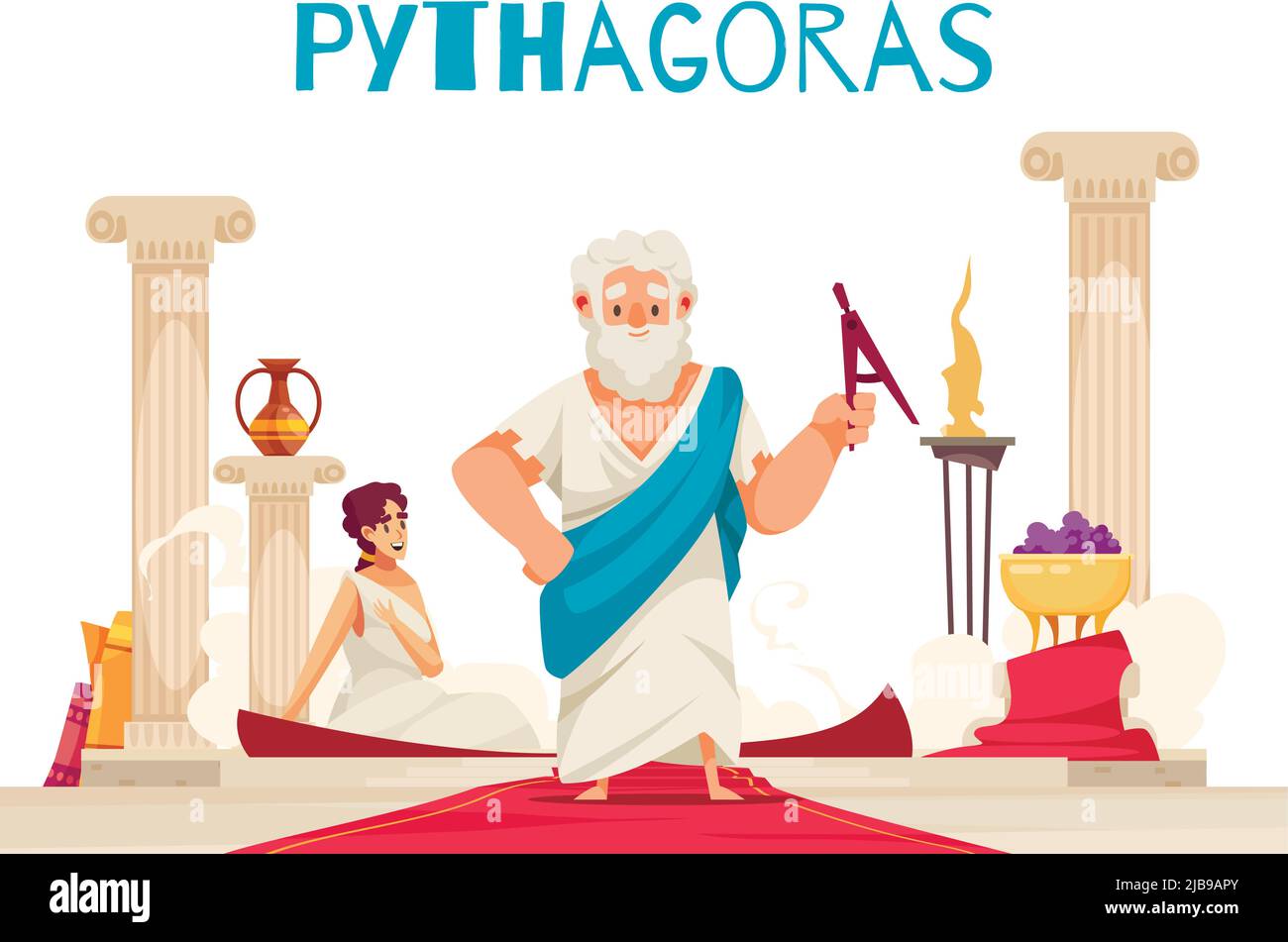 Pithagoras composition with doodle character of ancient greek ...