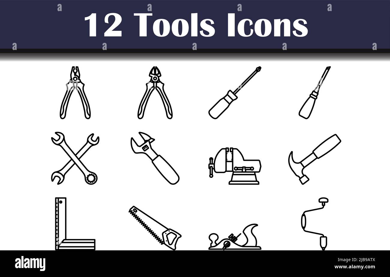 Tools Icon Set. Bold outline design with editable stroke width. Vector ...