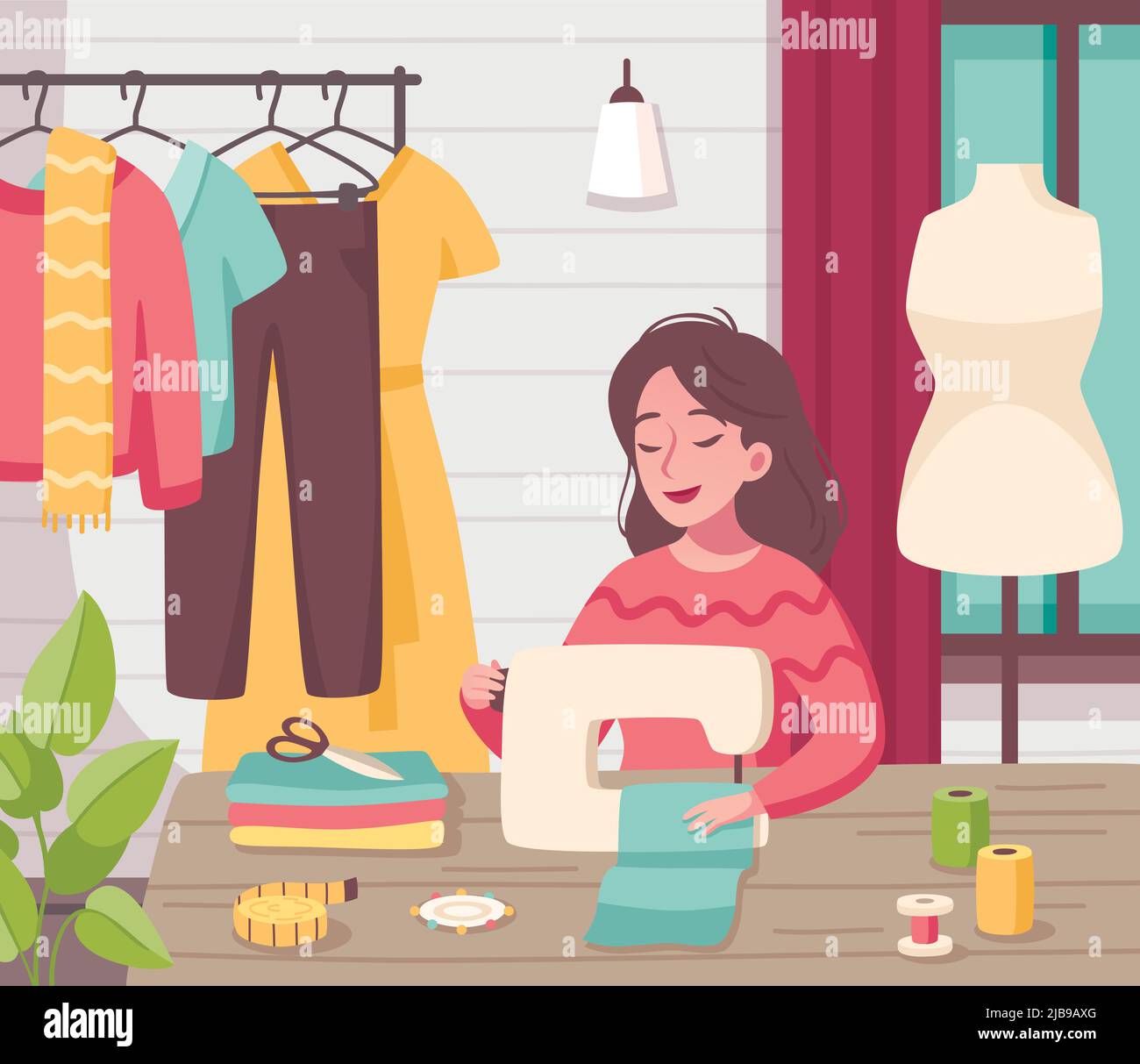 Hobby creative pastime activities flat cartoon composition with young ...