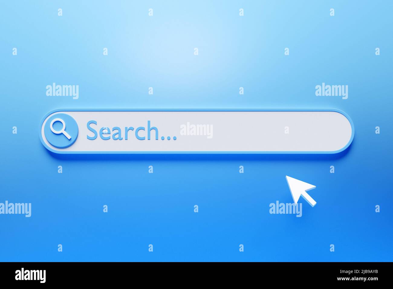 3D illustration, Search bar design element on a blue background. Search ...