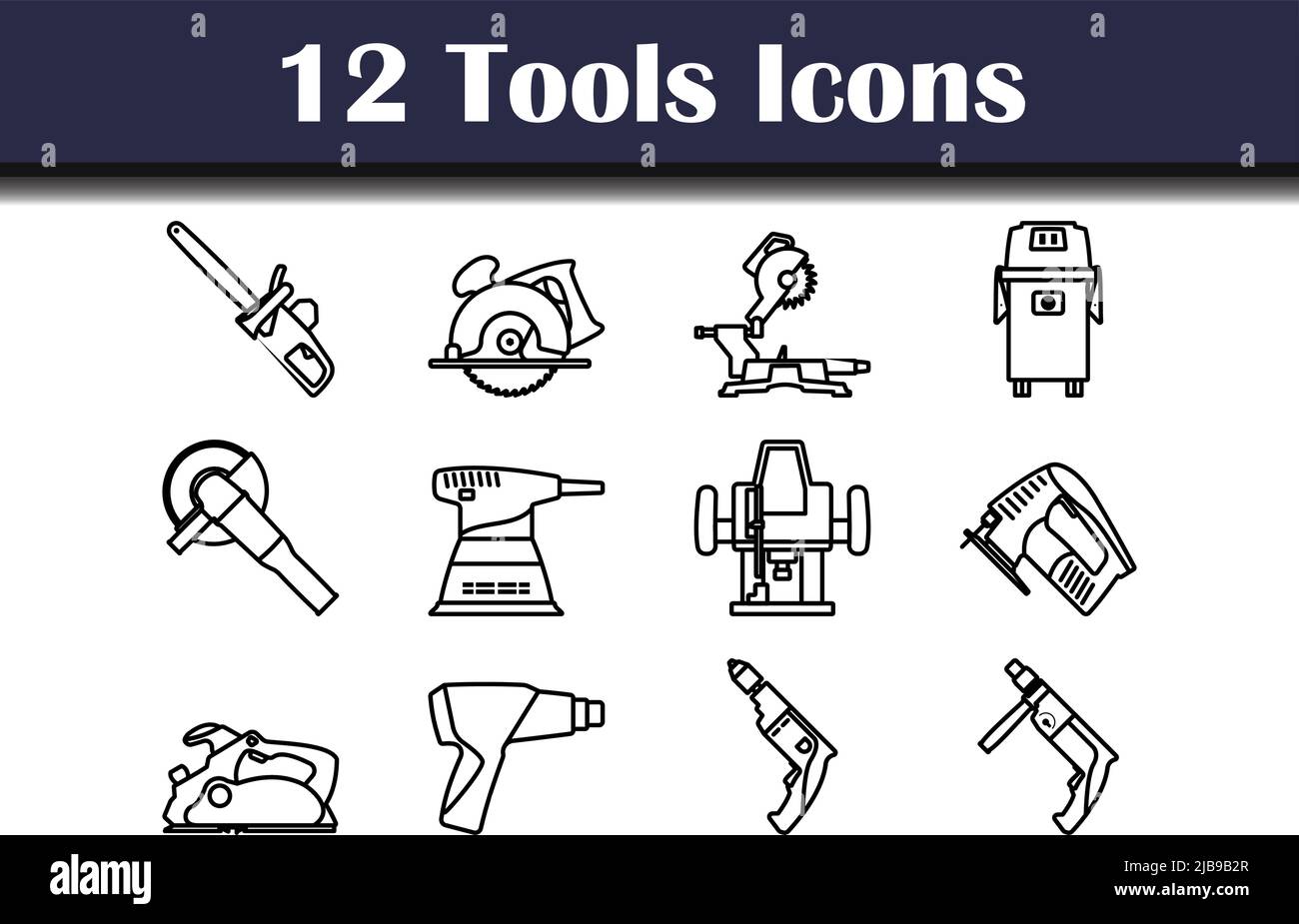 Tools Icon Set. Bold outline design with editable stroke width. Vector ...