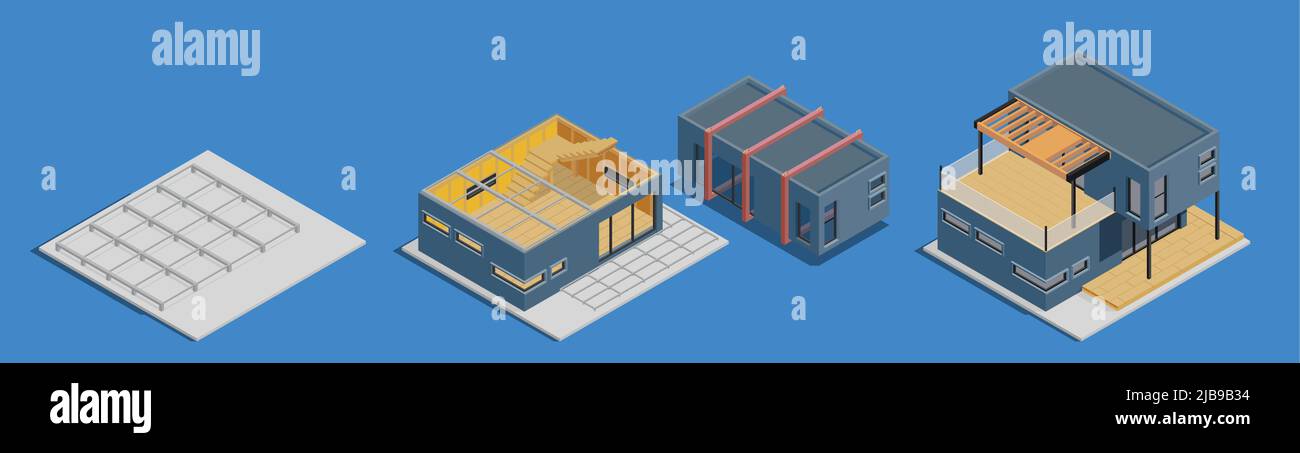Modular frame building set isometric vector illustration Stock Vector ... Modular frame building set isometric vector illustration Stock Vector ...