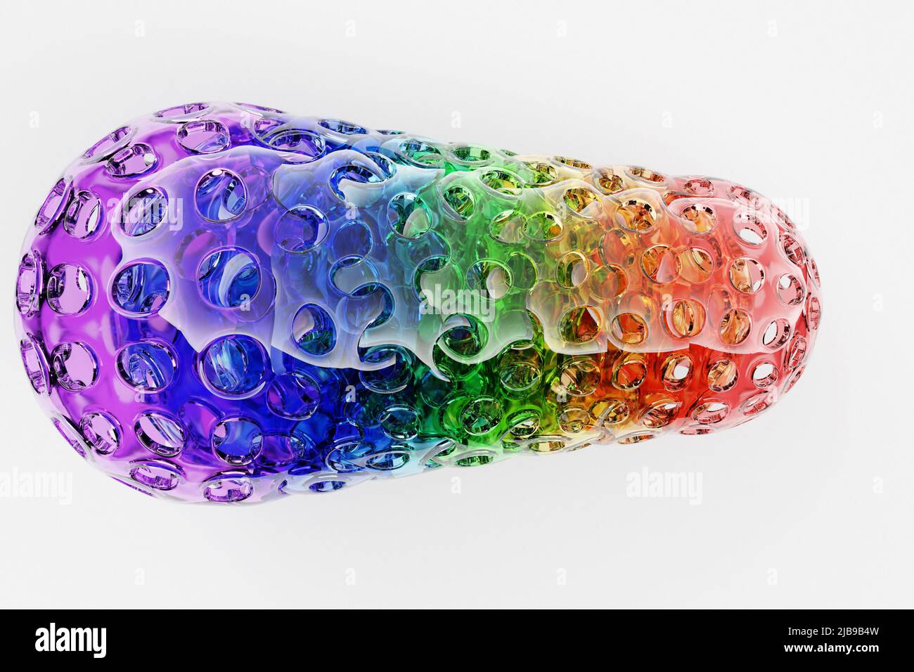 Abstract dynamic multicolored shape with holes on a white background ...