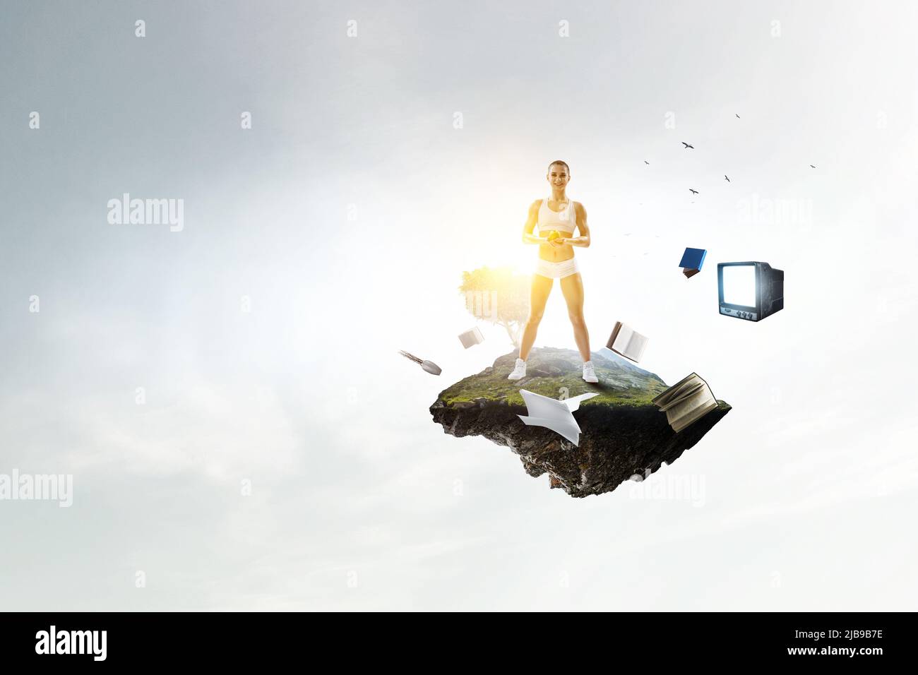 Young beautiful girl wearing fashion sports wear doing exercise Stock ...